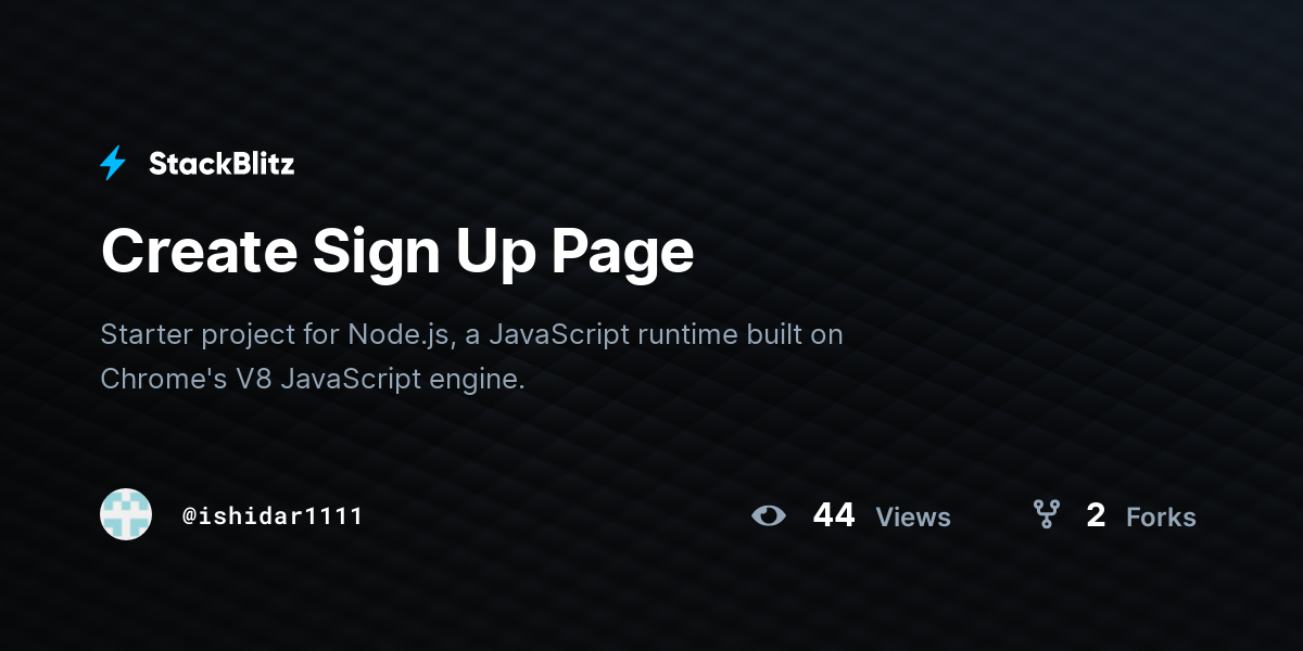 Create Sign Up Page - StackBlitz