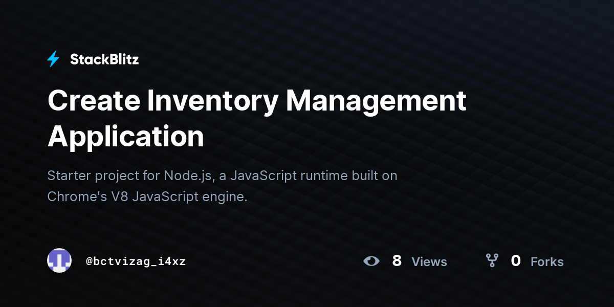 Create Inventory Management Application - StackBlitz