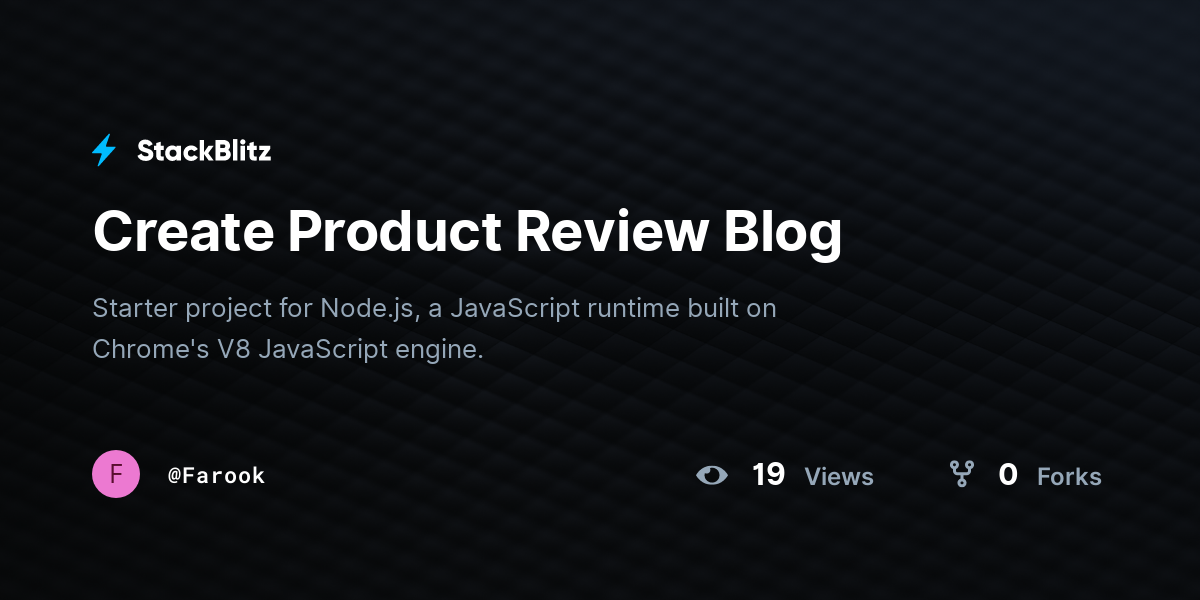 Create Product Review Blog - StackBlitz