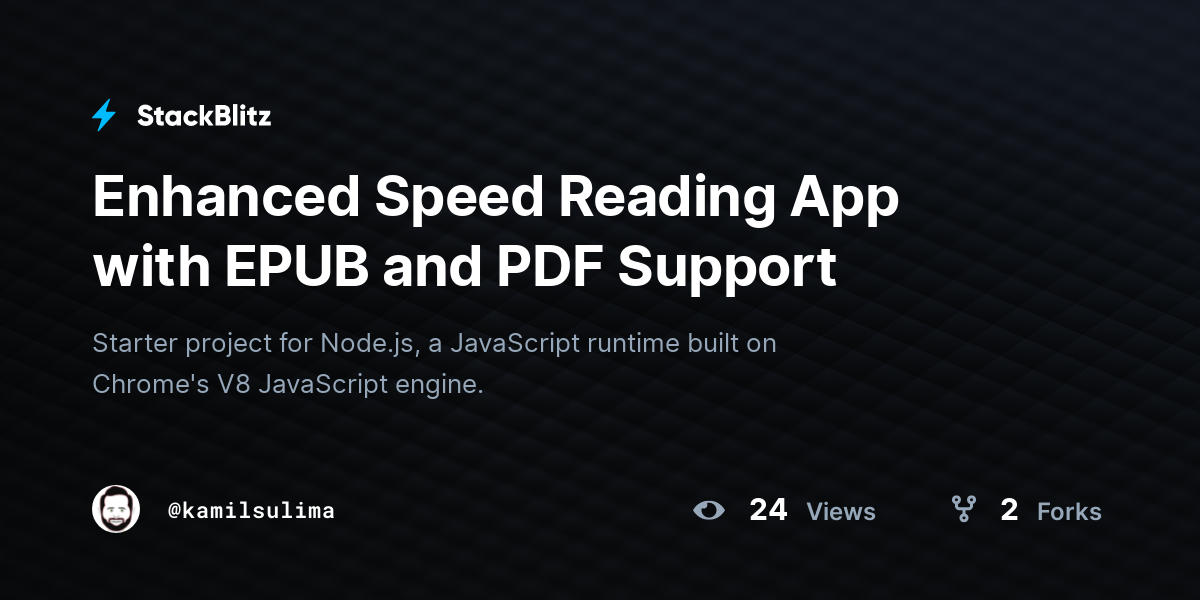 Enhanced Speed Reading App with EPUB and PDF Support - StackBlitz