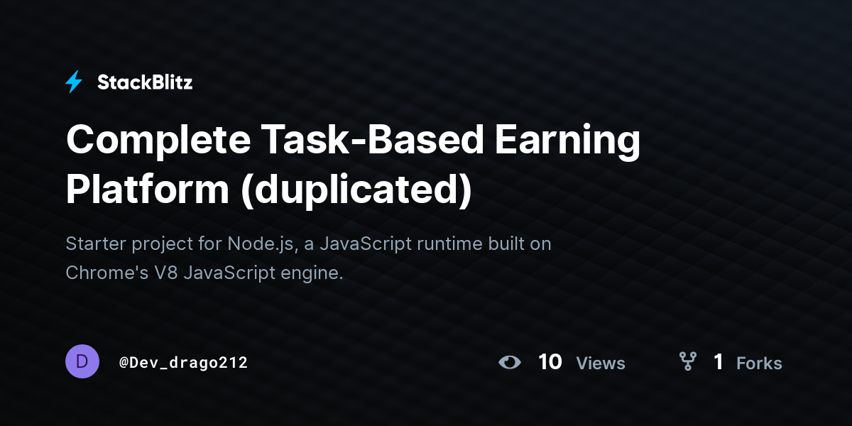 Complete Task-Based Earning Platform (duplicated) - StackBlitz