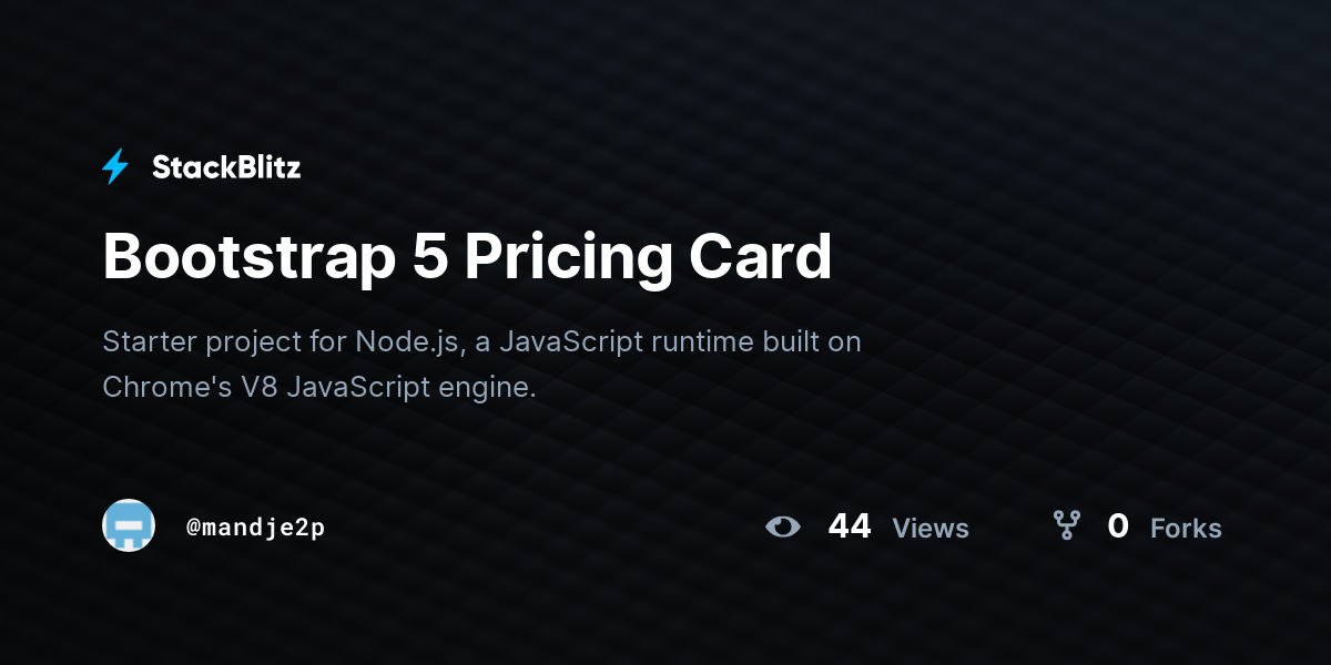 Bootstrap 5 Pricing Card - StackBlitz