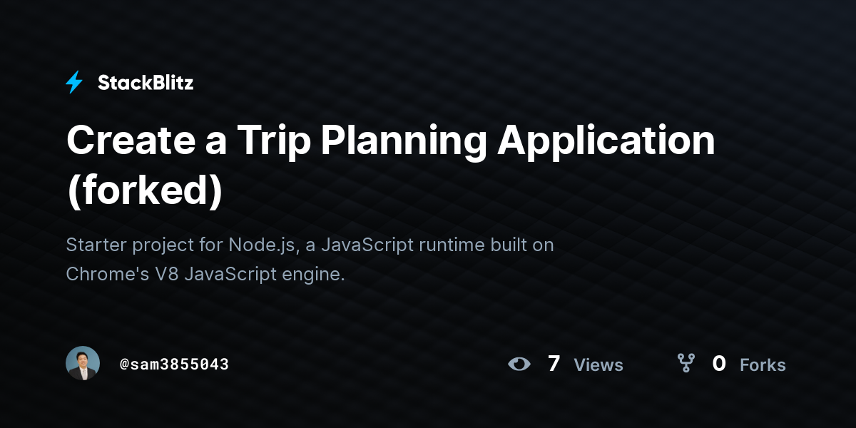 Create a Trip Planning Application (forked) - StackBlitz