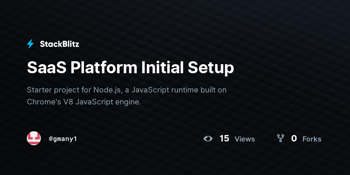SaaS Platform Initial Setup - StackBlitz