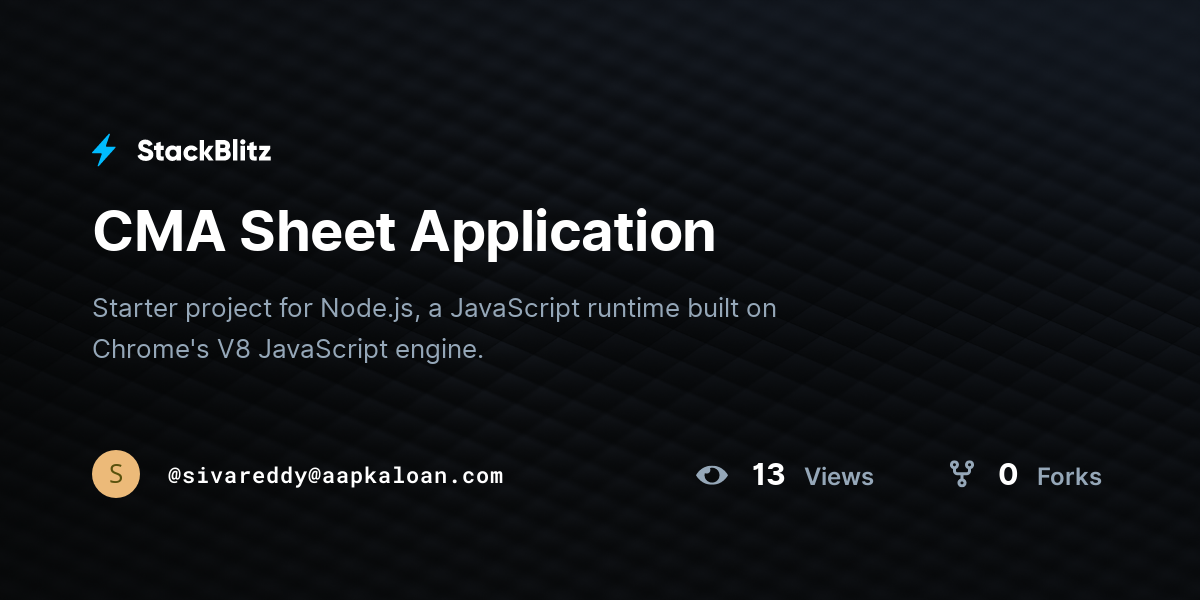 CMA Sheet Application - StackBlitz