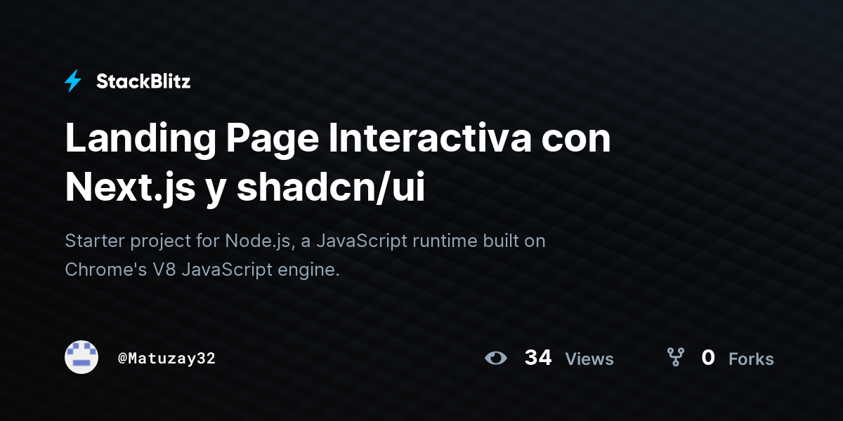 Landing Page Interactiva con Next.js y shadcn/ui - StackBlitz
