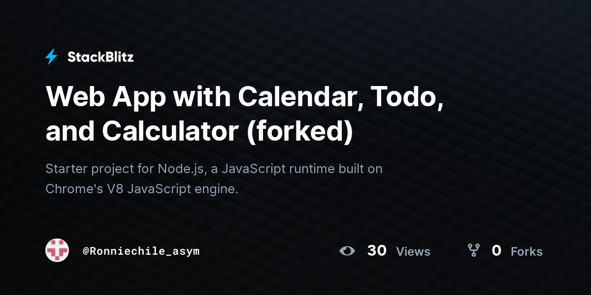 Web App with Calendar, Todo, and Calculator (forked) - StackBlitz