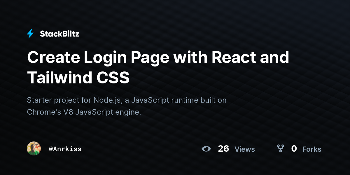 Create Login Page with React and Tailwind CSS - StackBlitz