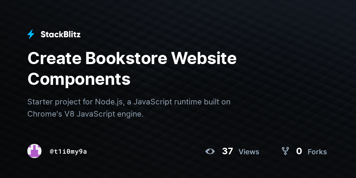 Create Bookstore Website Components - StackBlitz