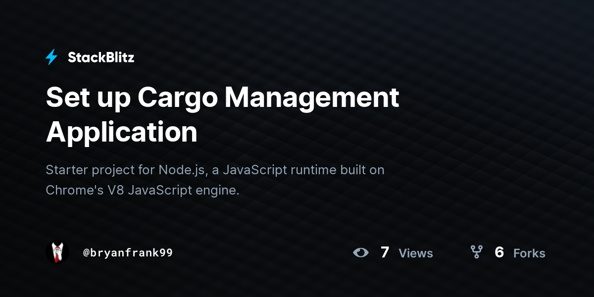 Set up Cargo Management Application - StackBlitz