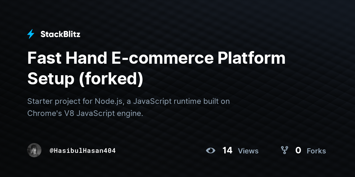 Fast Hand E-commerce Platform Setup (forked) - StackBlitz