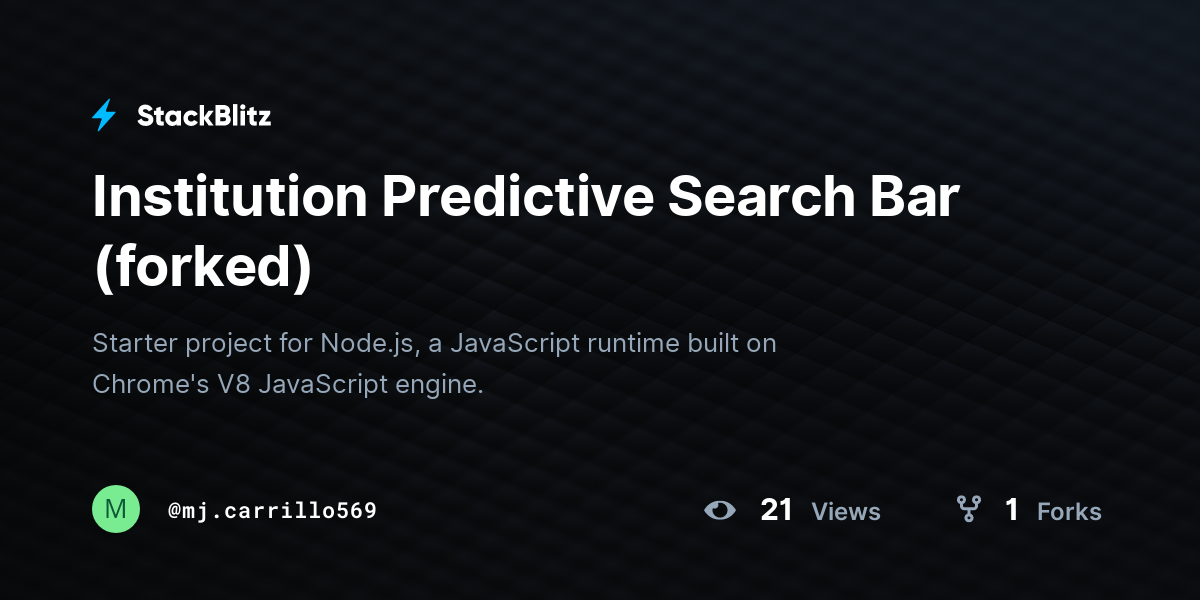 Institution Predictive Search Bar (forked) - StackBlitz