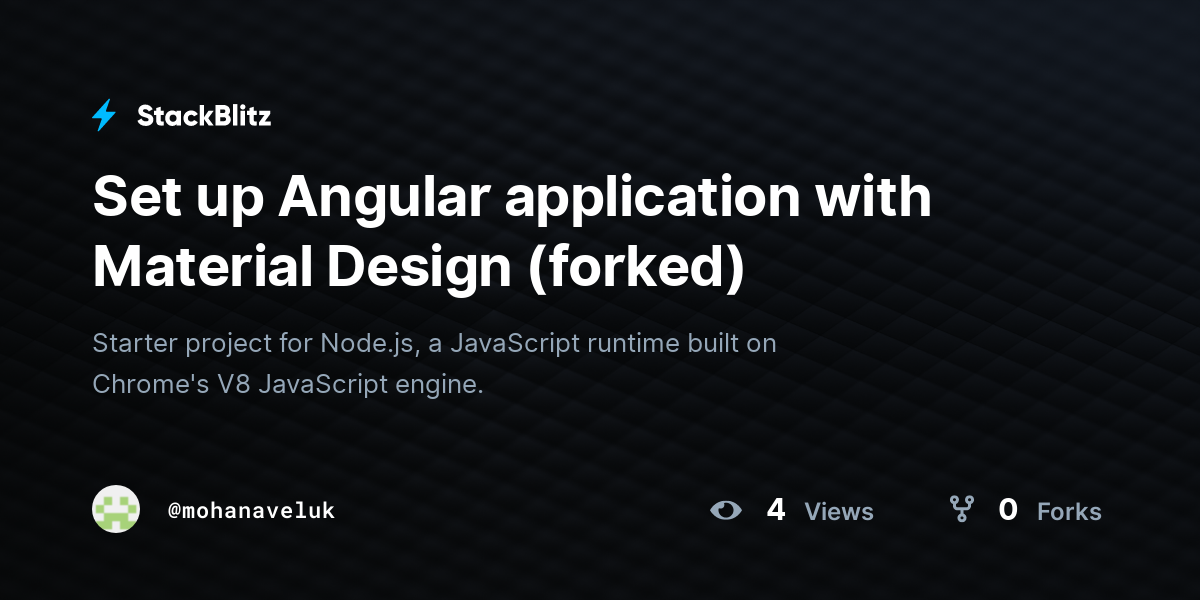 Set up Angular application with Material Design (forked) - StackBlitz