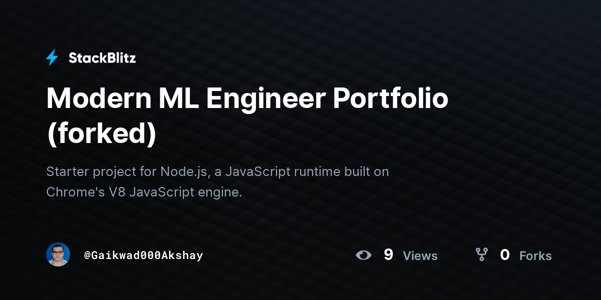 Modern ML Engineer Portfolio (forked) - StackBlitz