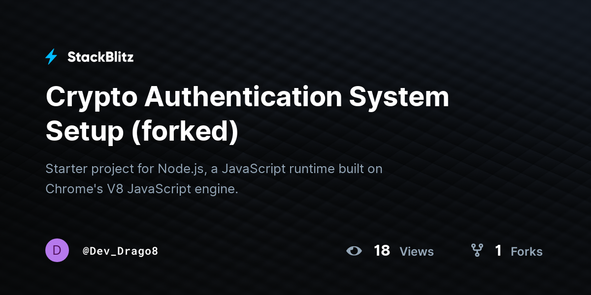 Crypto Authentication System Setup (forked) - StackBlitz