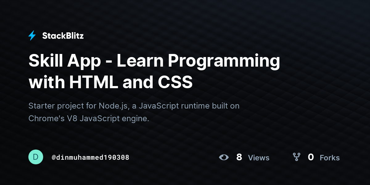 Skill App - Learn Programming with HTML and CSS - StackBlitz