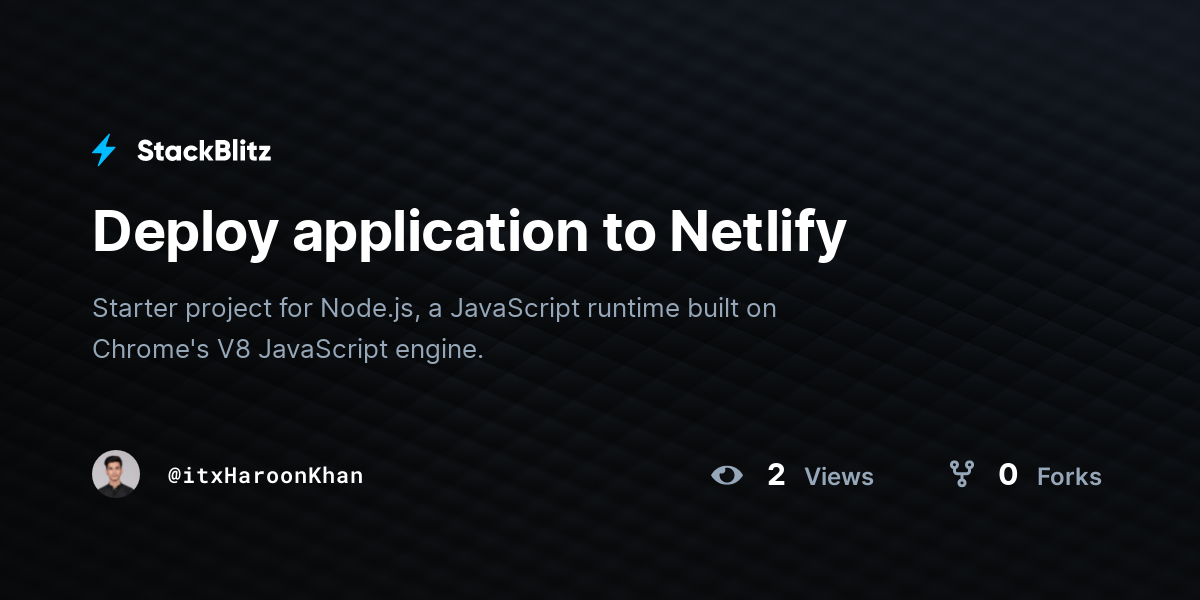 Deploy application to Netlify - StackBlitz