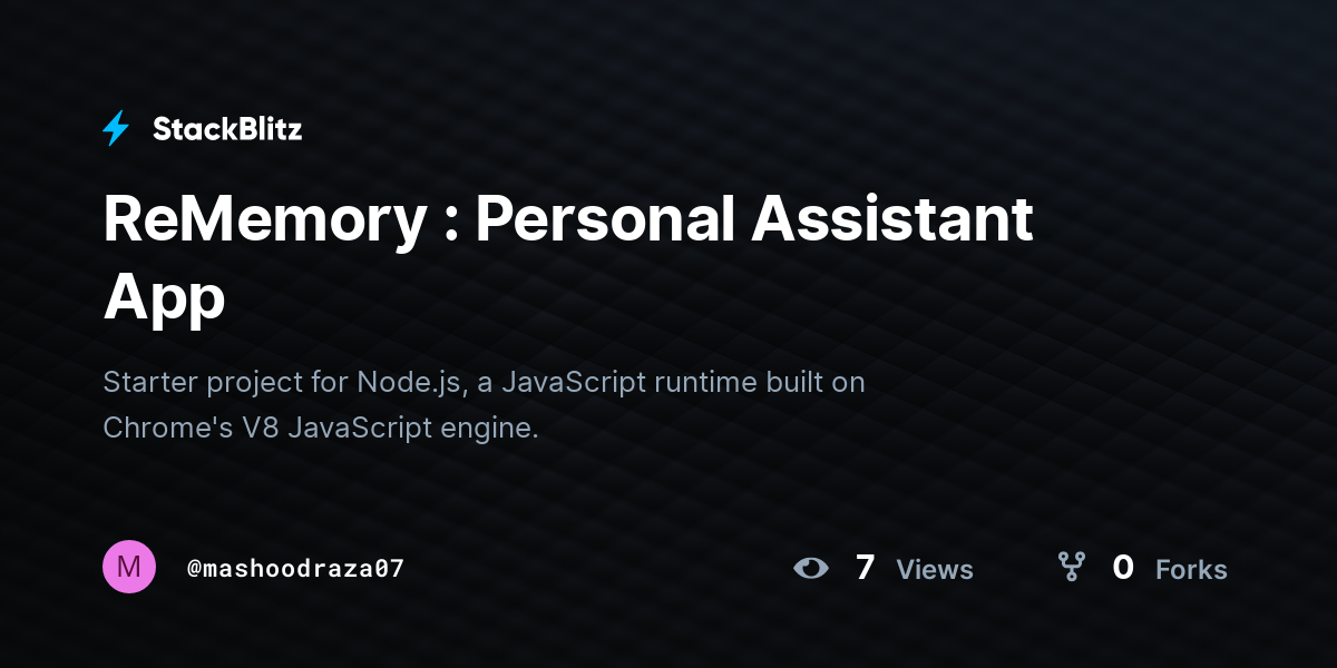 ReMemory : Personal Assistant App - StackBlitz