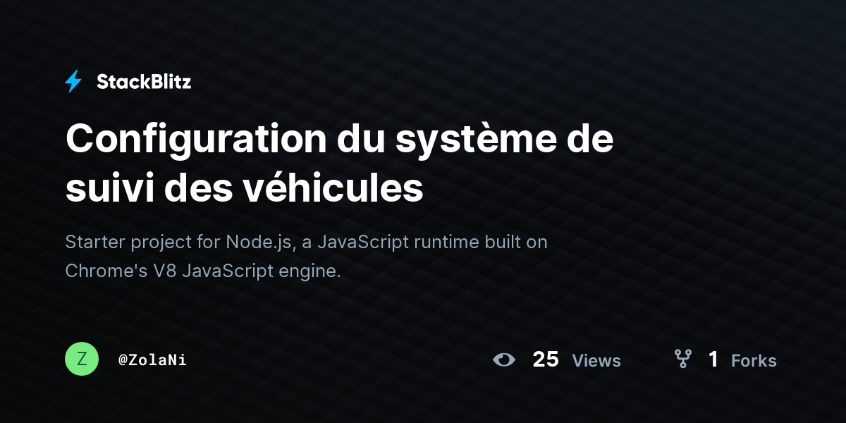 Configuration du système de suivi des véhicules - StackBlitz