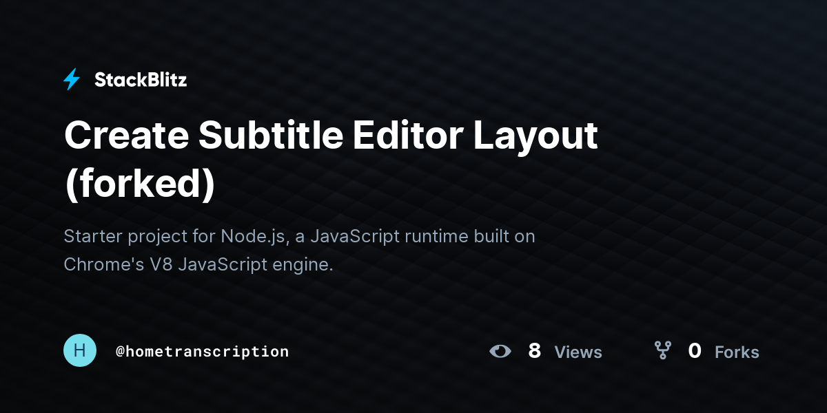 Create Subtitle Editor Layout (forked) - StackBlitz