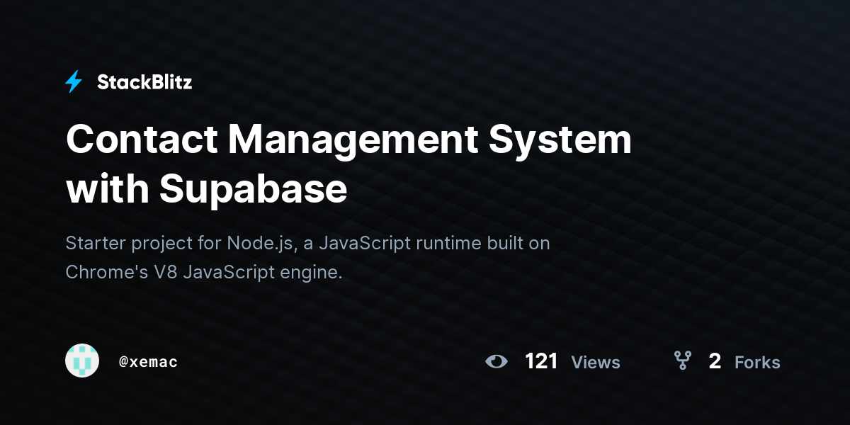 Contact Management System with Supabase - StackBlitz