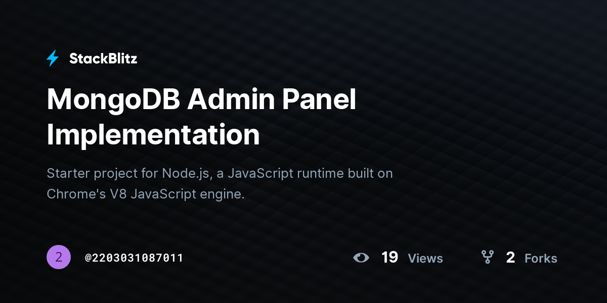 MongoDB Admin Panel Implementation - StackBlitz