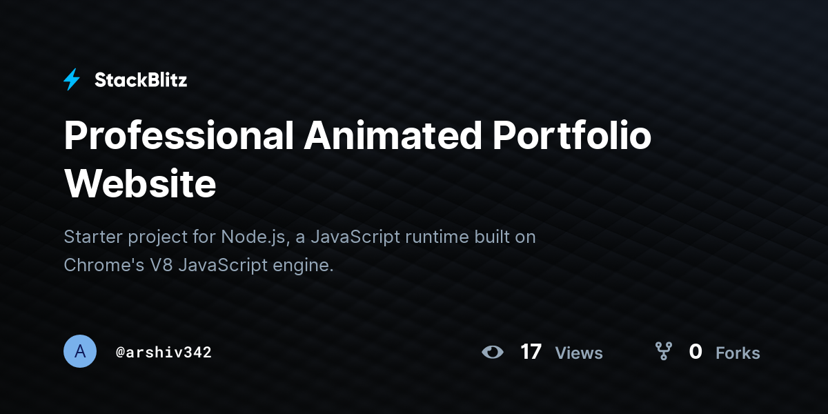Professional Animated Portfolio Website - StackBlitz
