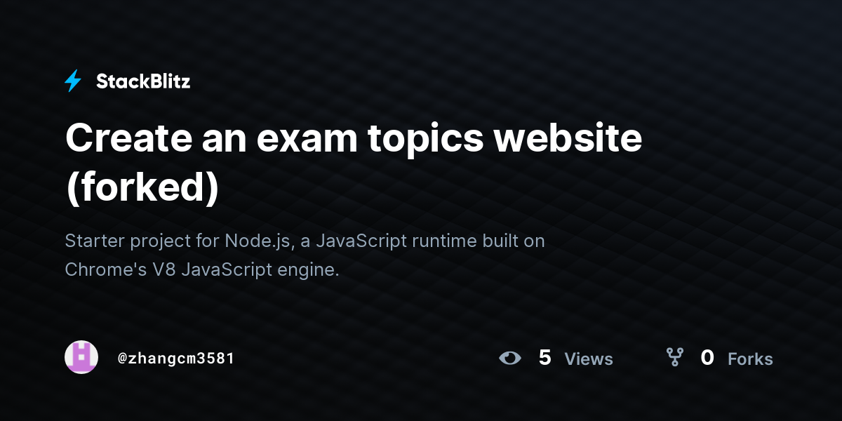 Create an exam topics website (forked) - StackBlitz