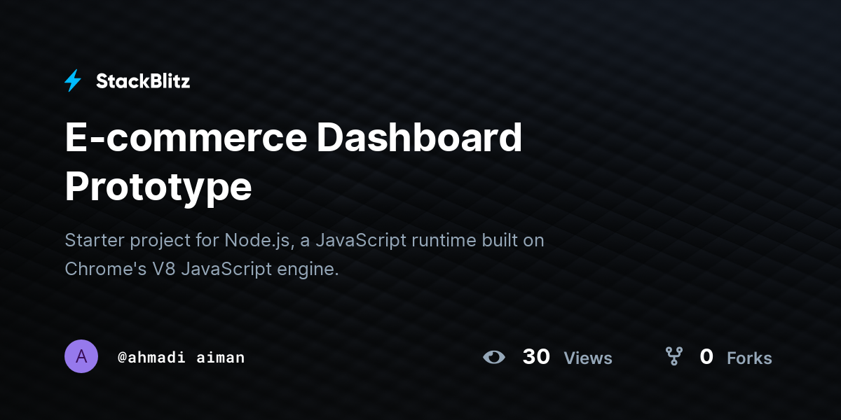 E-commerce Dashboard Prototype - StackBlitz