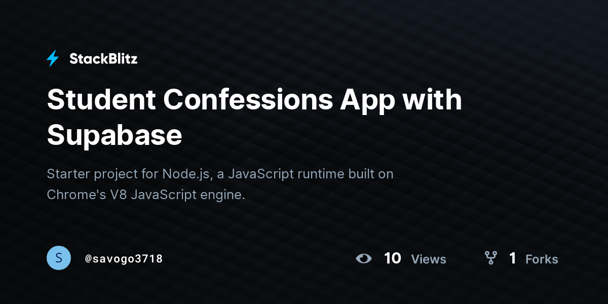 Student Confessions App with Supabase - StackBlitz