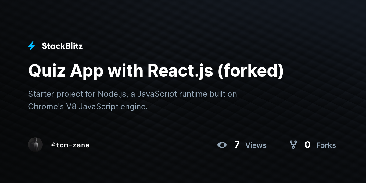 Quiz App with React.js (forked) - StackBlitz