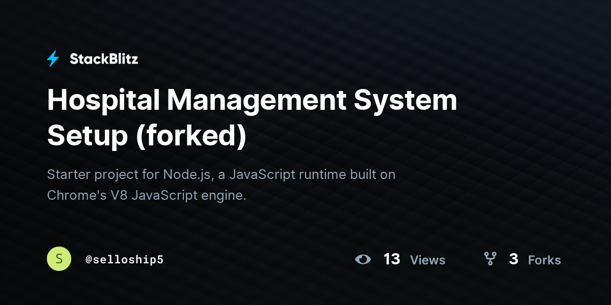 Hospital Management System Setup (forked) - StackBlitz