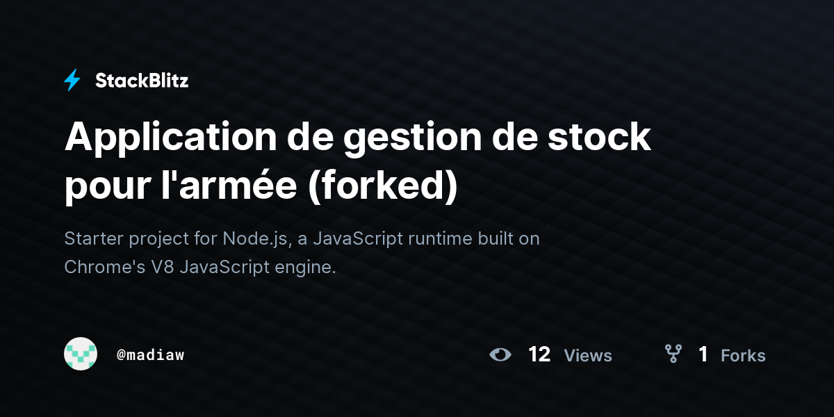 Application de gestion de stock pour l'armée (forked) - StackBlitz