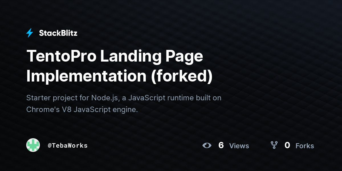 TentoPro Landing Page Implementation (forked) - StackBlitz