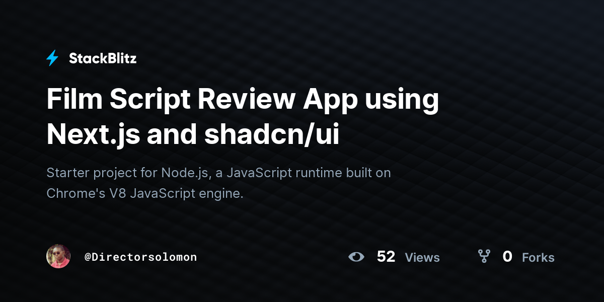 Film Script Review App using Next.js and shadcn/ui - StackBlitz