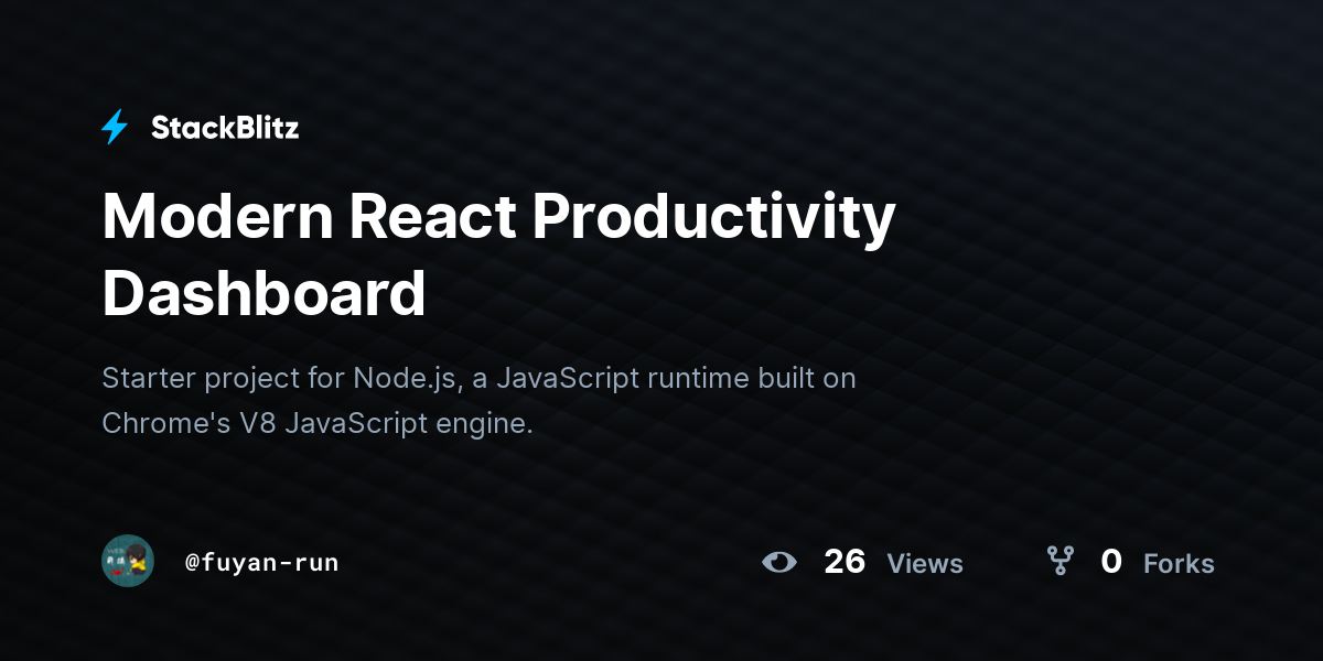 Modern React Productivity Dashboard - StackBlitz