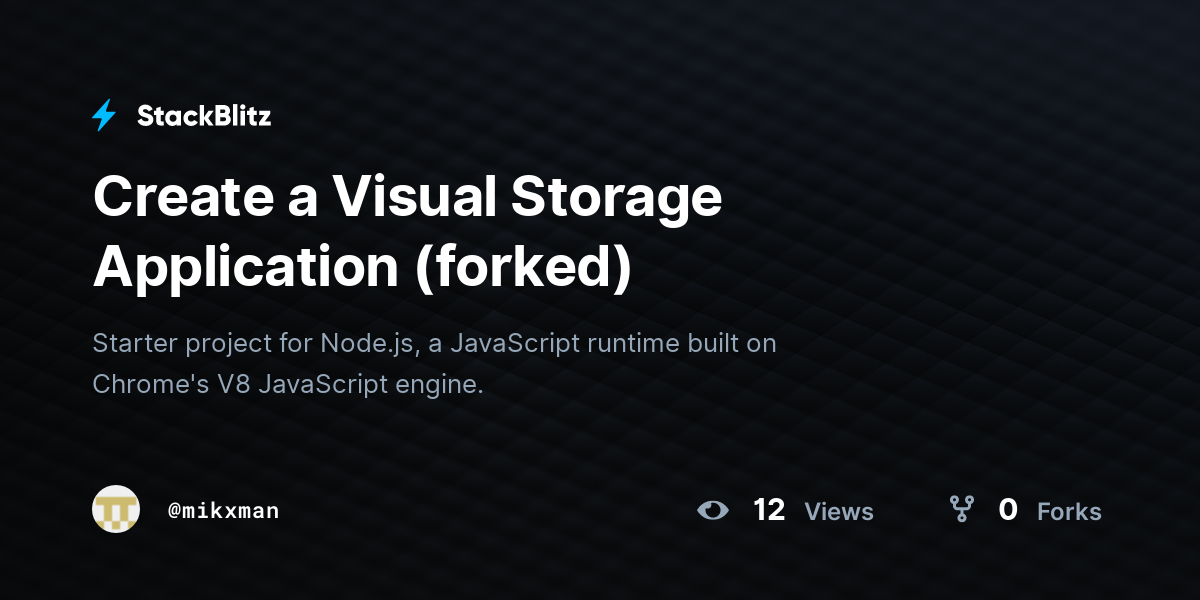 Create a Visual Storage Application (forked) - StackBlitz