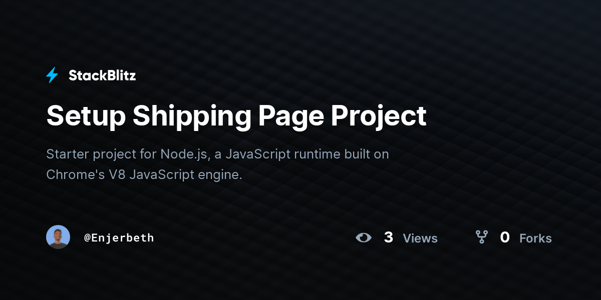 Setup Shipping Page Project - StackBlitz