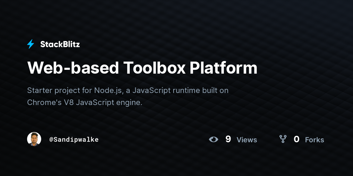 Web-based Toolbox Platform - StackBlitz