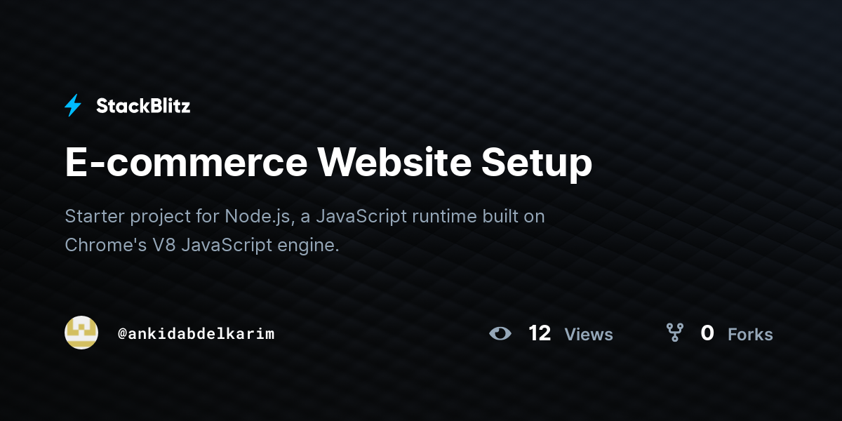 E Commerce Website Setup Stackblitz