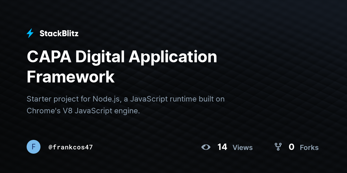 CAPA Digital Application Framework - StackBlitz