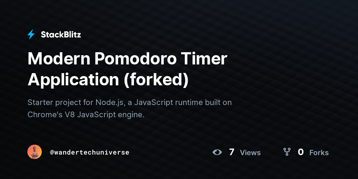 Modern Pomodoro Timer Application (forked) - StackBlitz