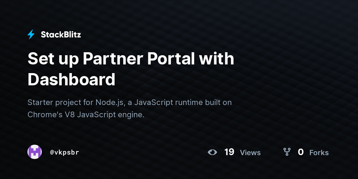 Set up Partner Portal with Dashboard - StackBlitz