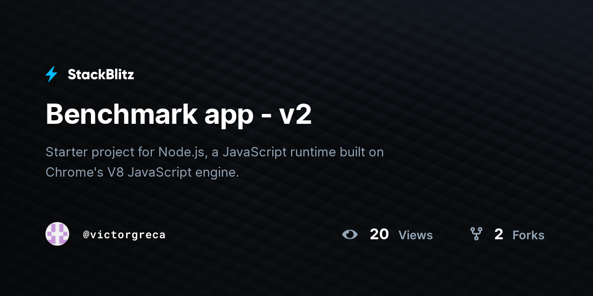 Benchmark app - v2 - StackBlitz