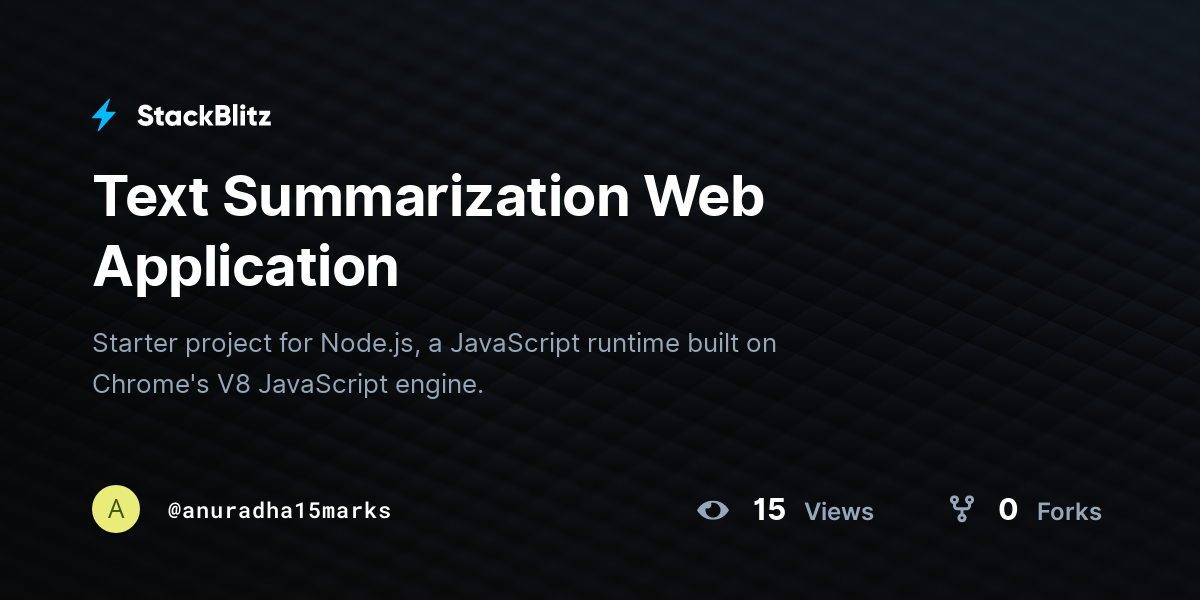 Text Summarization Web Application - StackBlitz