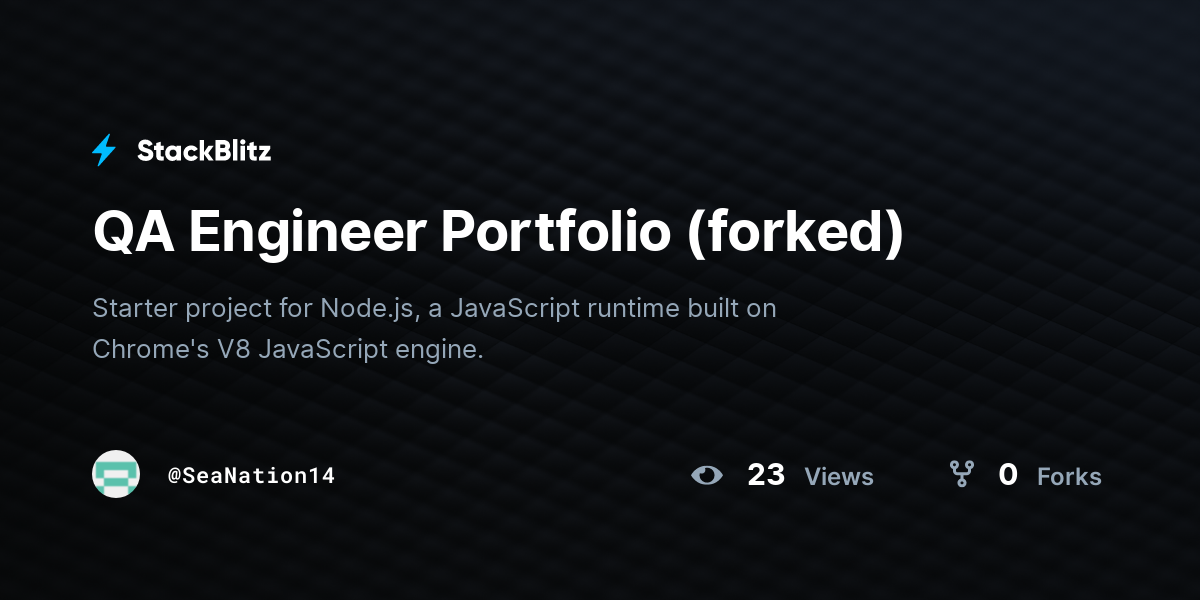 QA Engineer Portfolio (forked) - StackBlitz