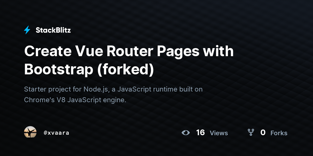Create Vue Router Pages with Bootstrap (forked) - StackBlitz
