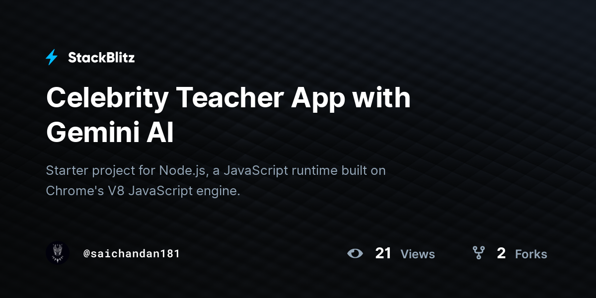 Celebrity Teacher App with Gemini AI - StackBlitz