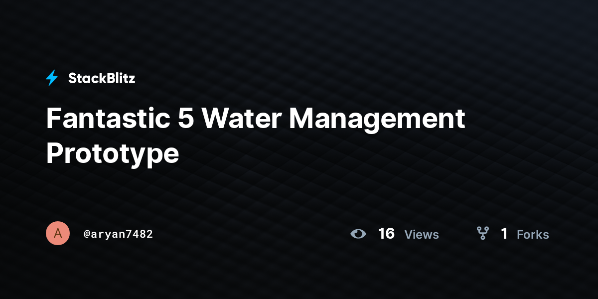 Fantastic 5 Water Management Prototype - StackBlitz