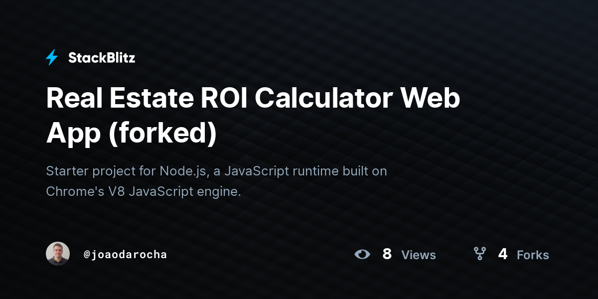Real Estate ROI Calculator Web App (forked) - StackBlitz